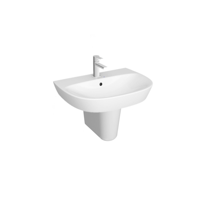 VitrA Zentrum 650mm Basin with Semi Pedestal | Sanctuary Bathrooms
