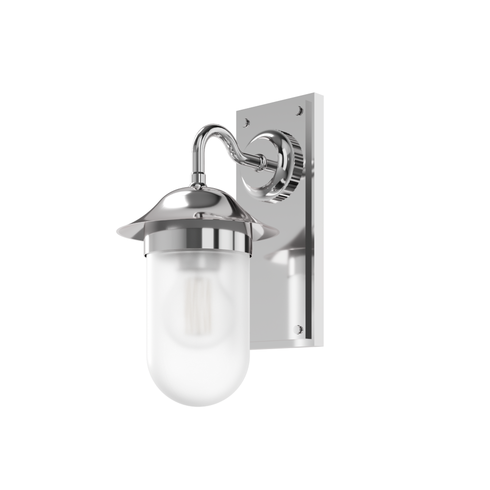 Burlington Guild Chrome Wall Mounted Frosted Light | Sanctuary
