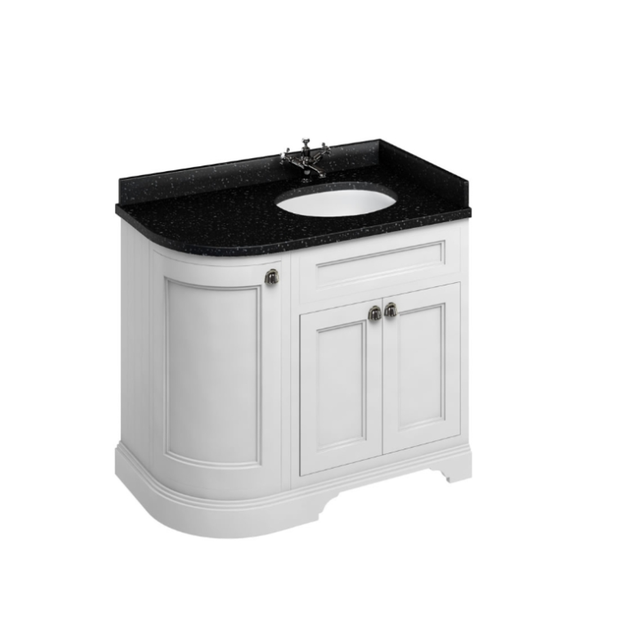 Burlington Minerva 980mm Right Curved Worktop & White Unit