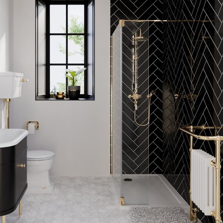 Burlington Gold Walk In Shower Enclosure | Sanctuary Bathrooms