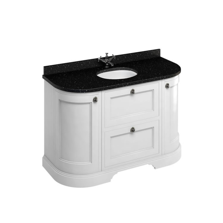 Burlington Minerva 1340 Curved Worktop & White Unit Drawer | Sanctuary