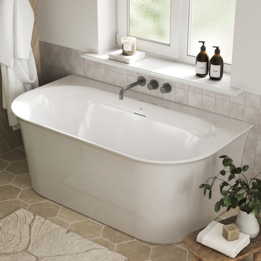 Crosswater Cursa Grande Gloss White Back To Wall 1700mm Freestanding Bath