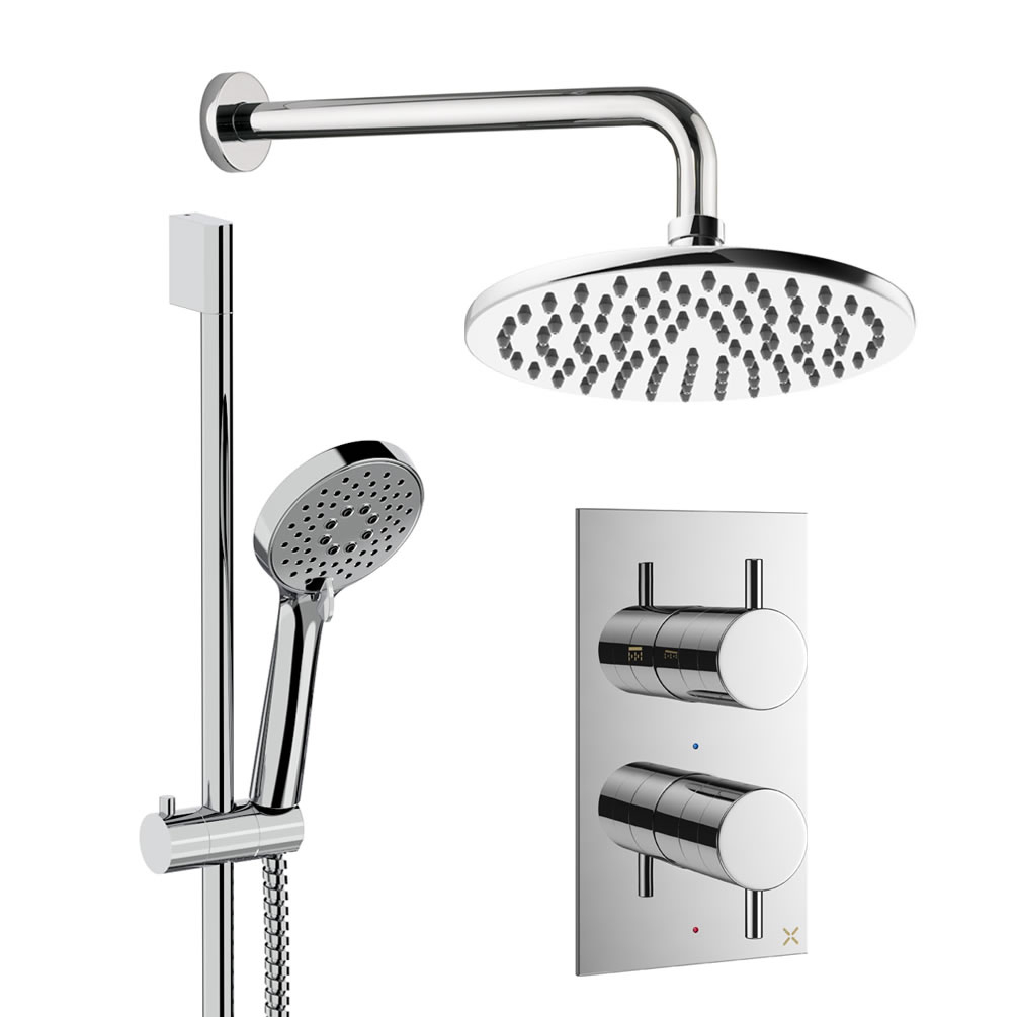 Crosswater Design Chrome 2-Way Side Rail Shower | Sanctuary