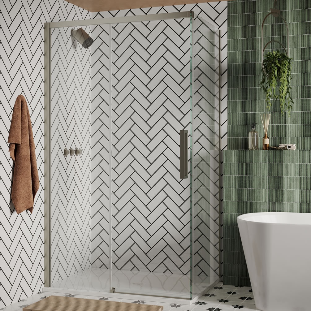 Asura 8 Brushed Steel 1100 Sliding Shower Door | Sanctuary