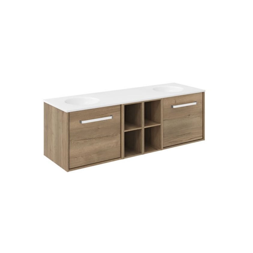 Crosswater Infinity 1400mm Windsor Oak Wall Vanity Unit & Basin ...