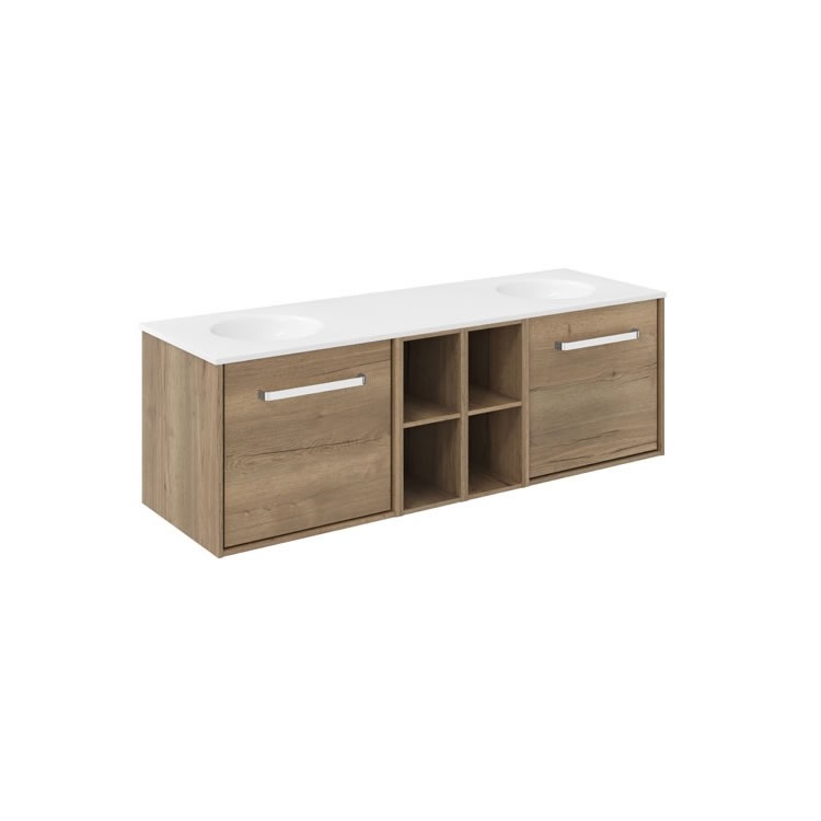Crosswater Infinity 1400mm Windsor Oak Wall Vanity Unit & Basin ...