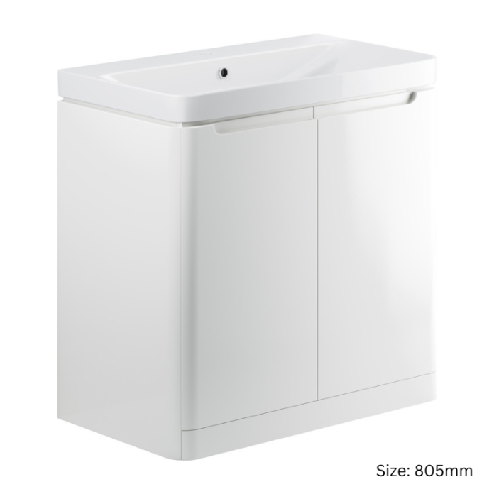 Apex White 2 Door Floorstanding Unit & Basin | Sanctuary