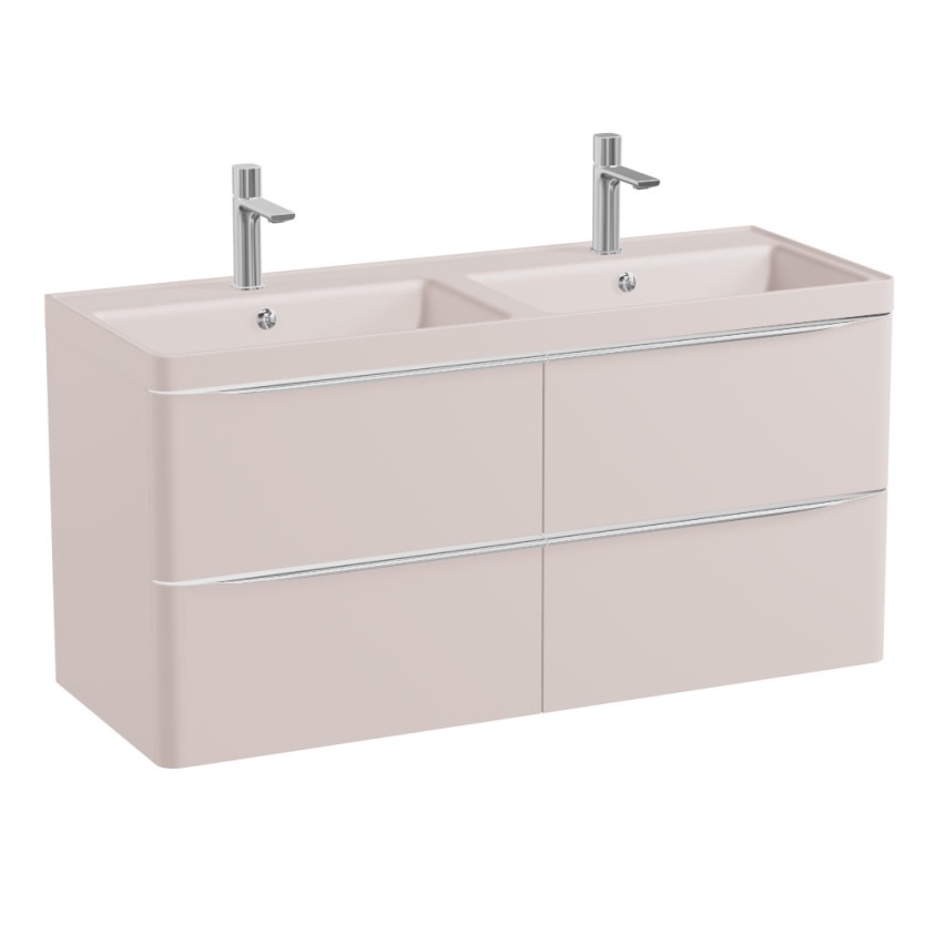 Vado Cameo 1200mm Pink Clay Wall Hung 4 Drawer Vanity Unit & Basin ...