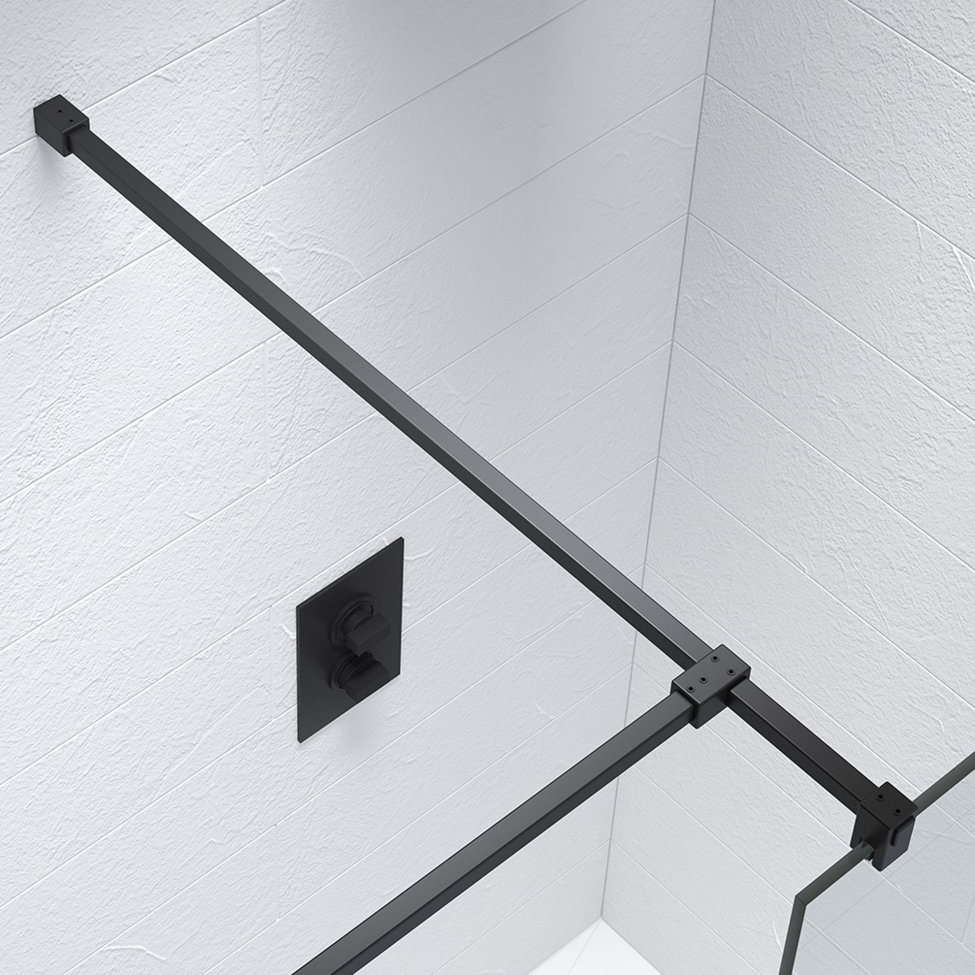 Kudos Showers Ultimate Matt Black Front Fixing Kit | Sanctuary
