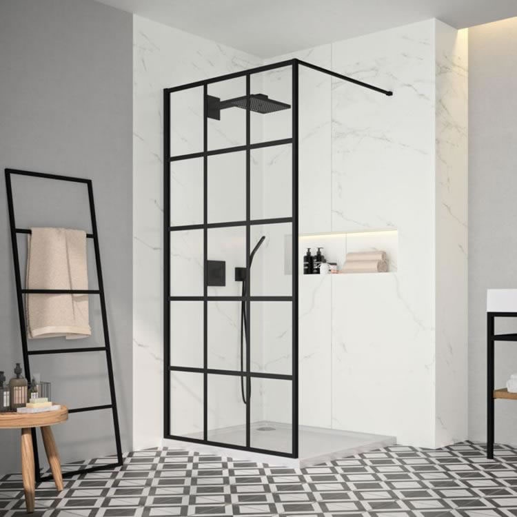 Merlyn Black Squared Shower Wall | Sanctuary Bathrooms