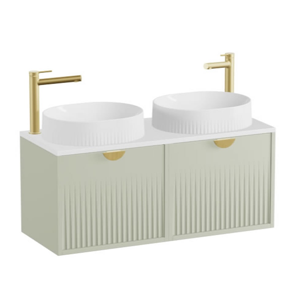 Vado Safari Fluted 1000mm Sage Green Wall Hung Vanity Unit & Worktop
