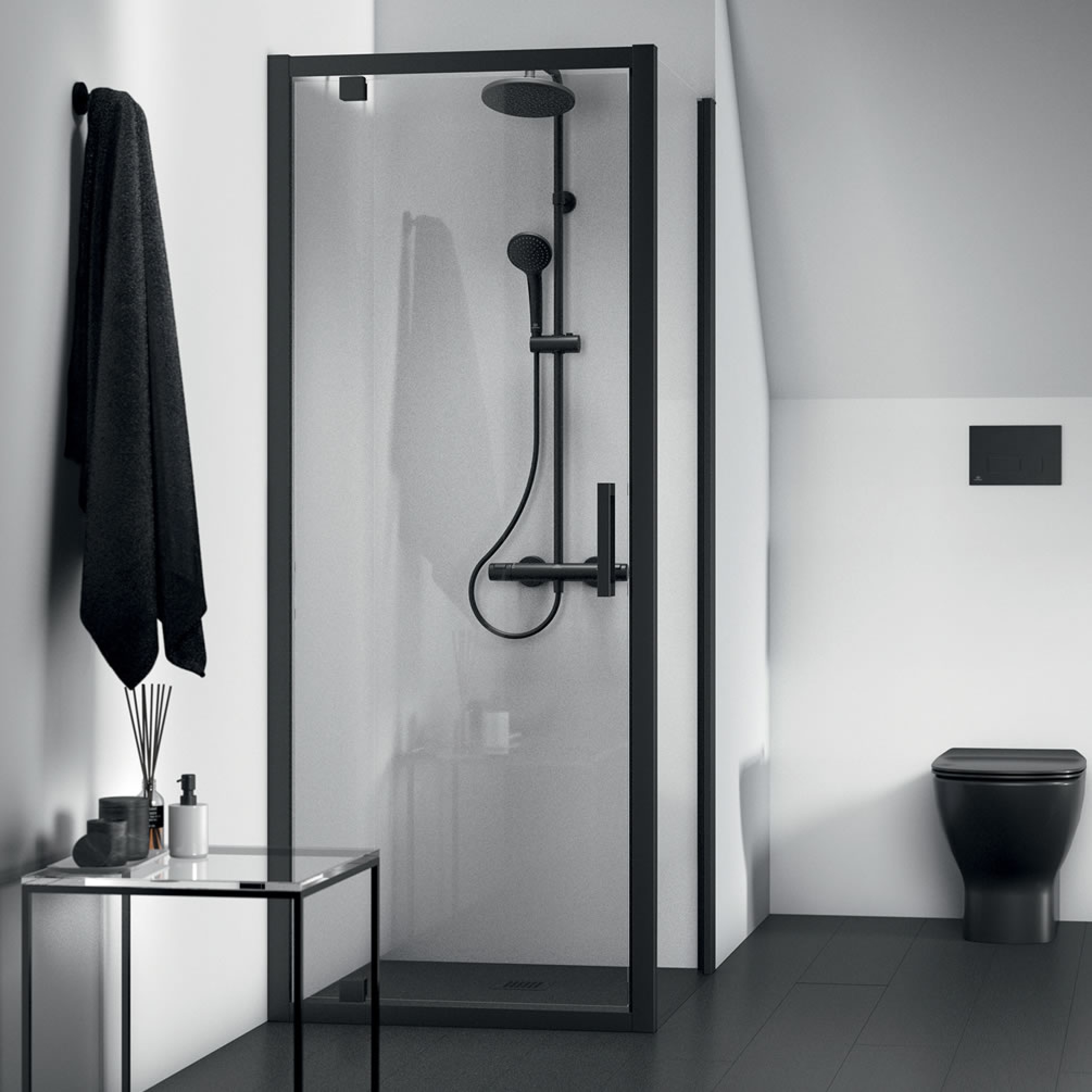 Ideal Standard Ceratherm T25 Black Shower Column | Sanctuary Bathrooms