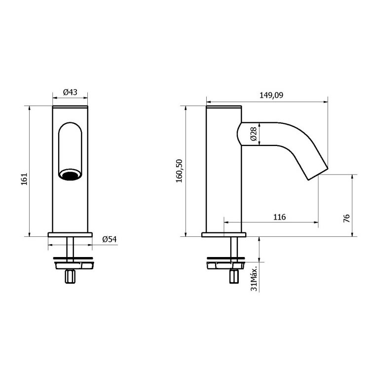 Crosswater MPRO Sensor Basin Monobloc | Sanctuary Bathrooms
