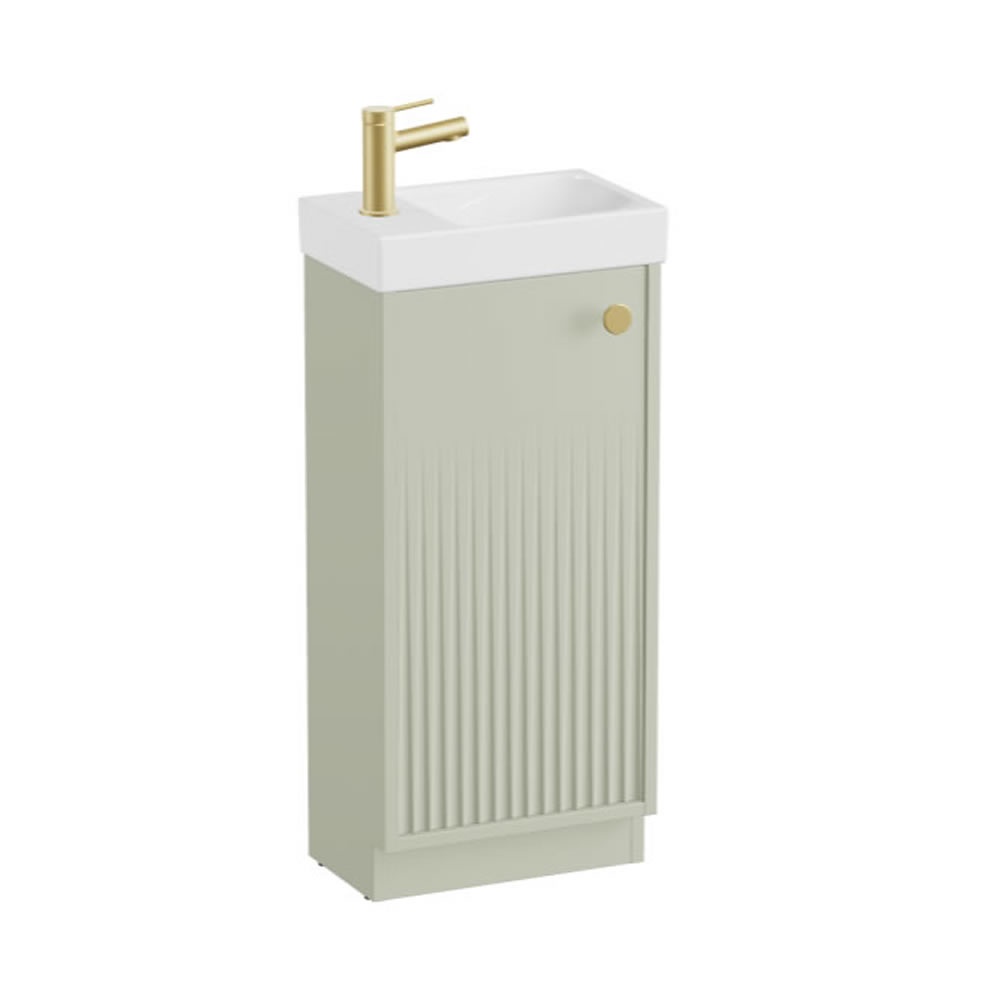Vado Safari Fluted 400mm Sage Green Floor Mounted Cloakroom Vanity Unit ...