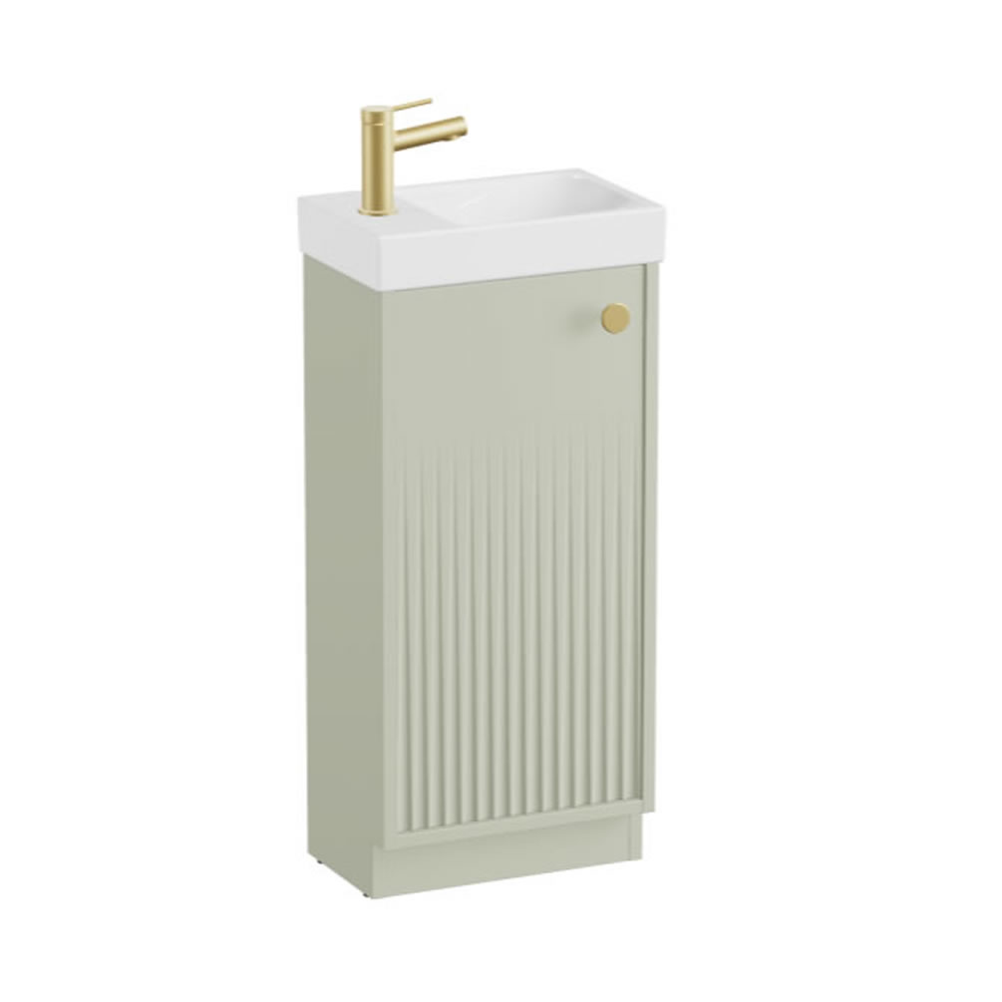 Vado Safari Fluted 400mm Sage Green Floor Mounted Cloakroom Vanity Unit ...
