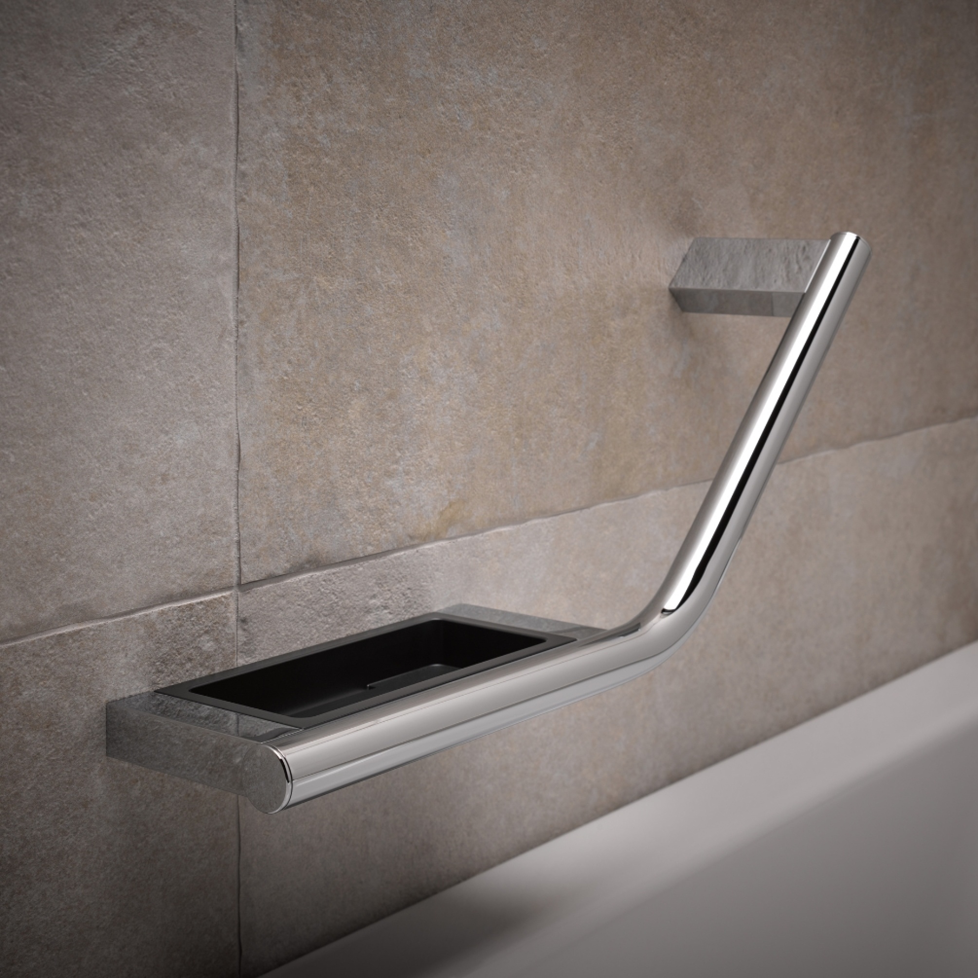 Keuco Plan Angled Grab Rail with Soap Dish | Sanctuary Bathrooms