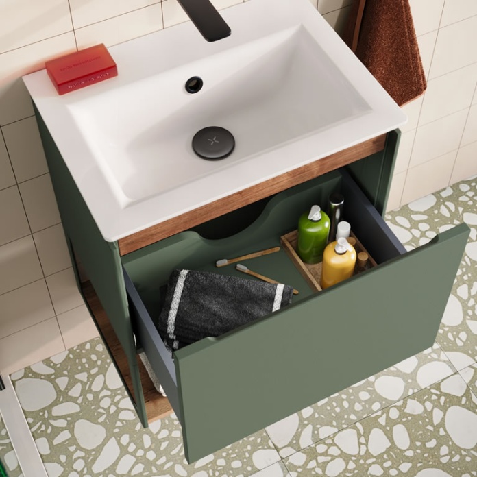 Crosswater Mada 500 Green Wall-Hung Basin Unit | Sanctuary Bathroom