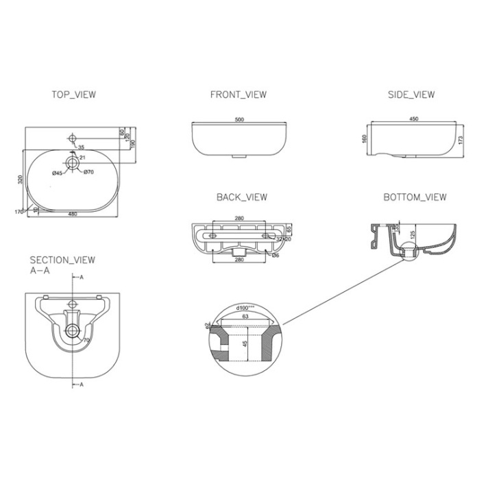 Britton Milan 500mm Basin & Full Pedestal | Sanctuary