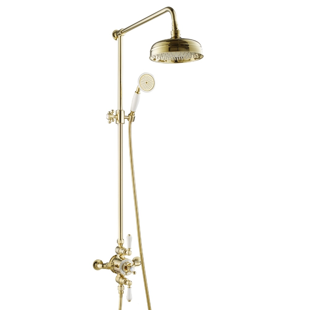 JTP Grosvenor Gold Exposed Shower Valve & Riser Rail Kit