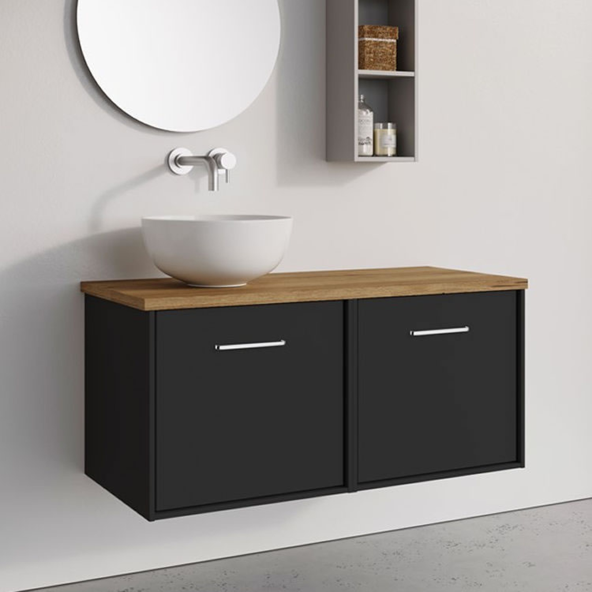 Crosswater Infinity 1000mm Matt Black Vanity Unit | Sanctuary Bathrooms