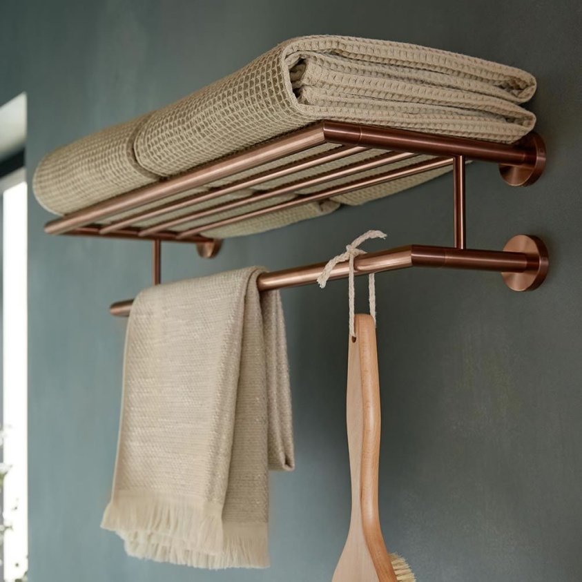 Vado Individual Spa Bronze Towel Shelf & Rail | Sanctuary Bathrooms