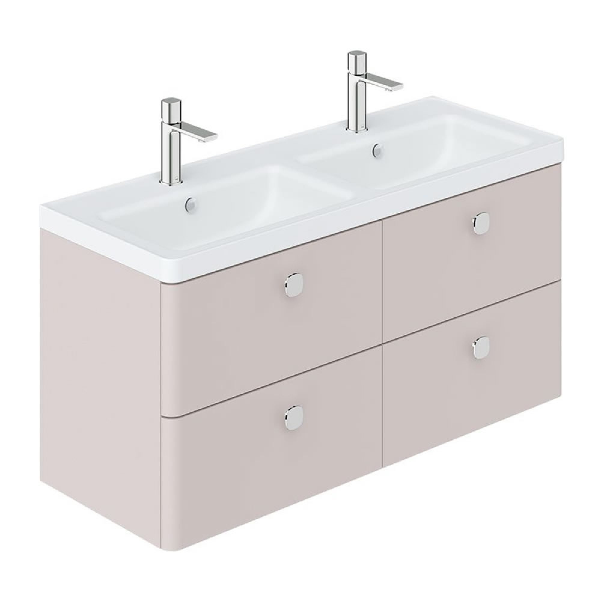Vado Cameo 1200mm Pink Clay Wall Hung 4 Drawer Vanity Unit & Basin ...