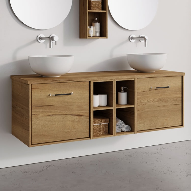 Crosswater Infinity 1400mm Windsor Oak Vanity Unit | Sanctuary Bathrooms