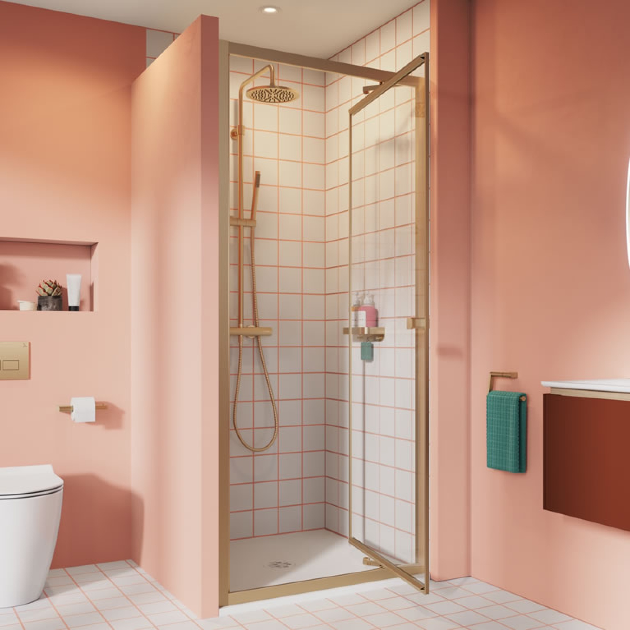 Crosswater Clear 6 Brass Infold Shower Door | Sanctuary Bathrooms
