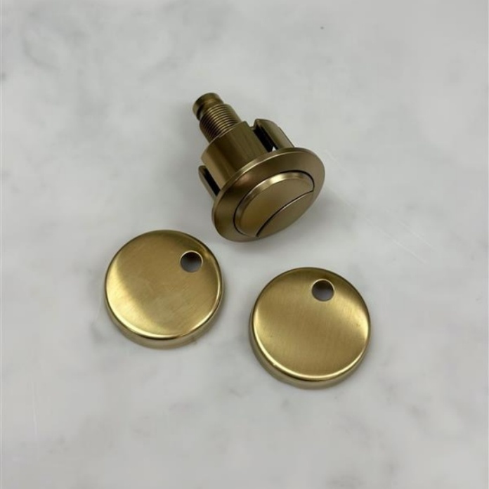 Apex Brushed Brass Push Button & Caps | Sanctuary Bathrooms