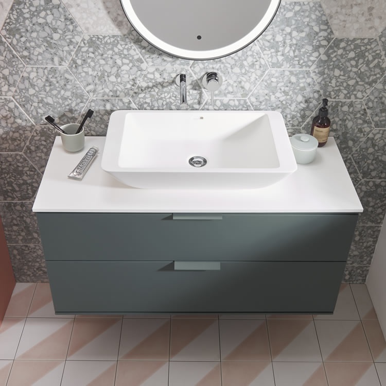 Roper Rhodes Scheme Juniper Green Vanity Unit & Worktop | Sanctuary ...