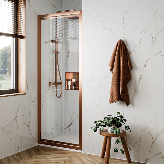 Crosswater Clear 6 Bronze 760 Infold Shower Door | Sanctuary