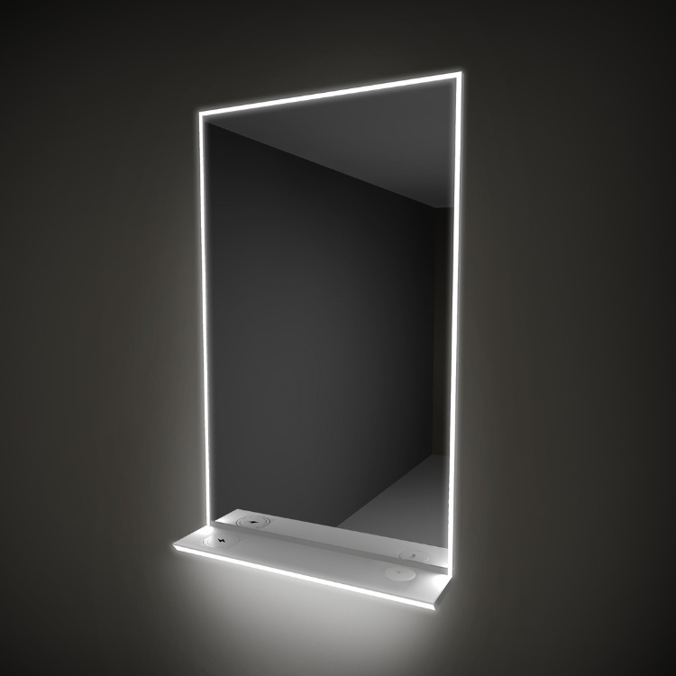 HiB Platform LED Mirror with Charging Shelf | Sanctuary Bathrooms