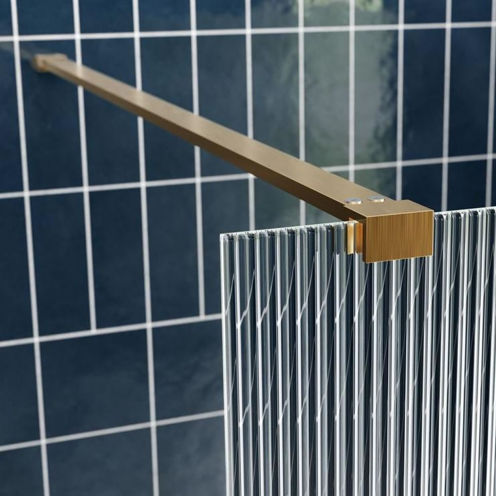 Apex 800mm Brushed Brass Fluted Glass 8mm Wetroom Screen | Sanctuary ...