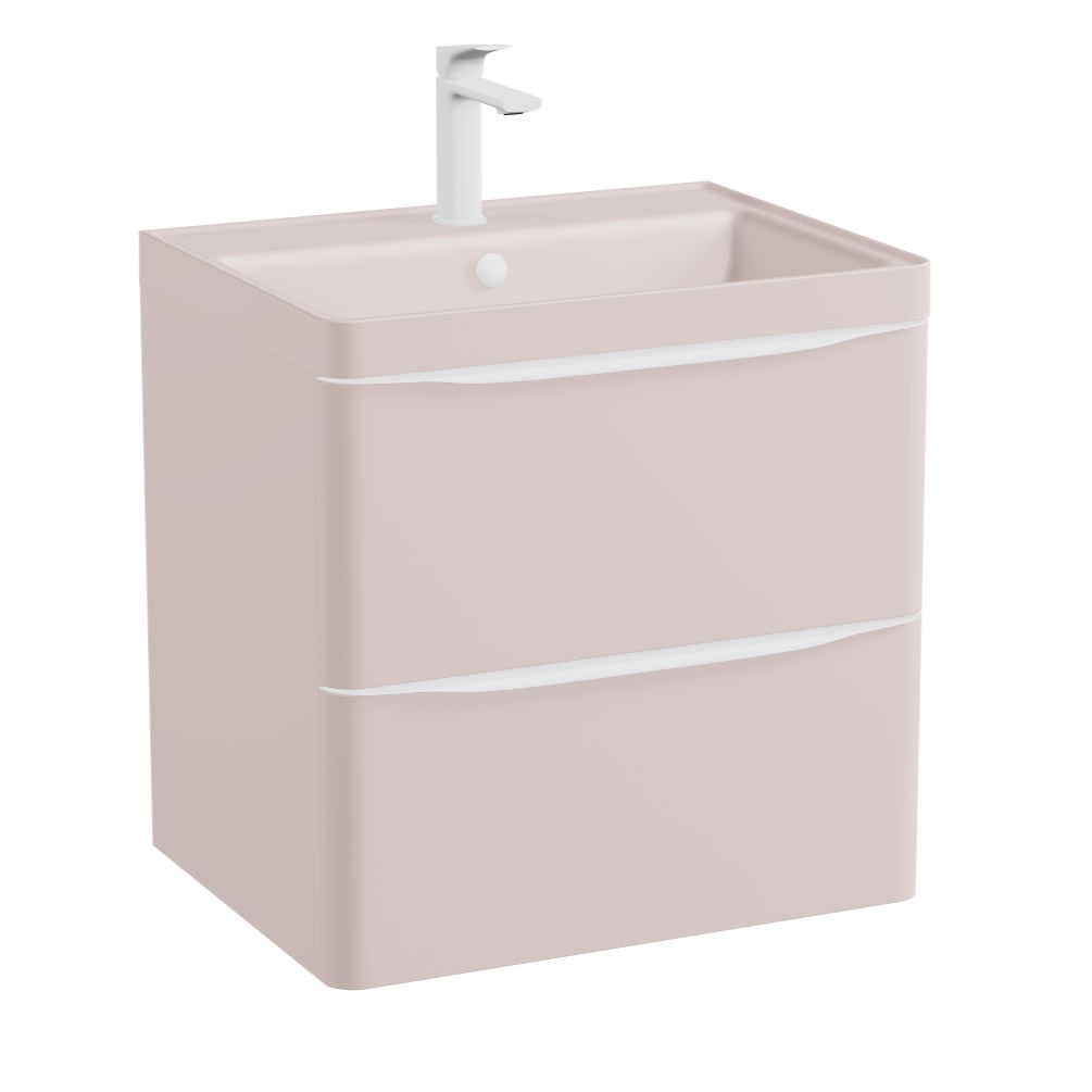 Vado Cameo 600mm Pink Clay Wall Hung 2 Drawer Vanity Unit & Basin ...