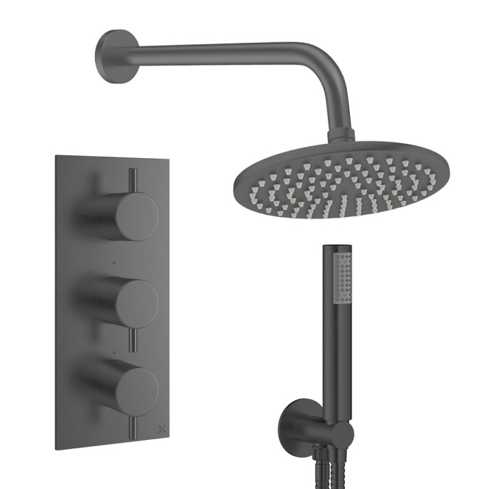 Crosswater Design Slate 3 Handle Rainfall Shower | Sanctuary