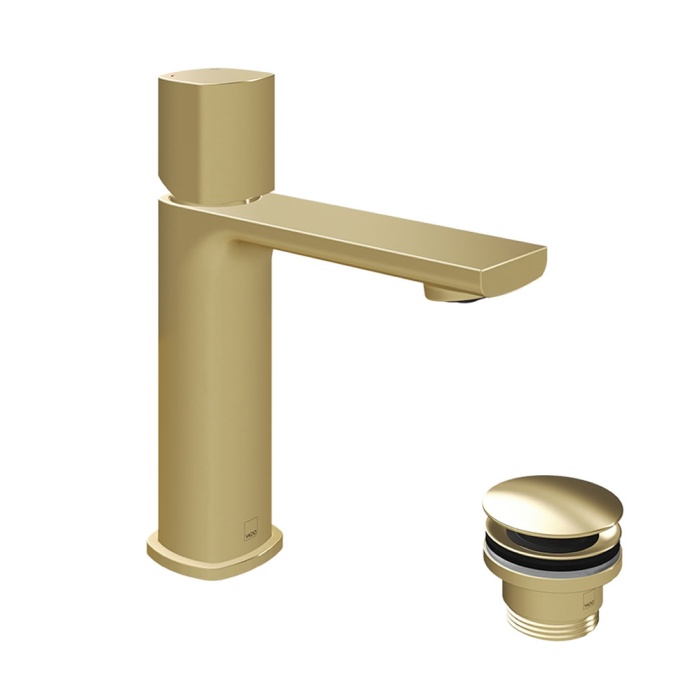 Vado Cameo Leverless Satin Brass Mono Basin Mixer With Waste ...