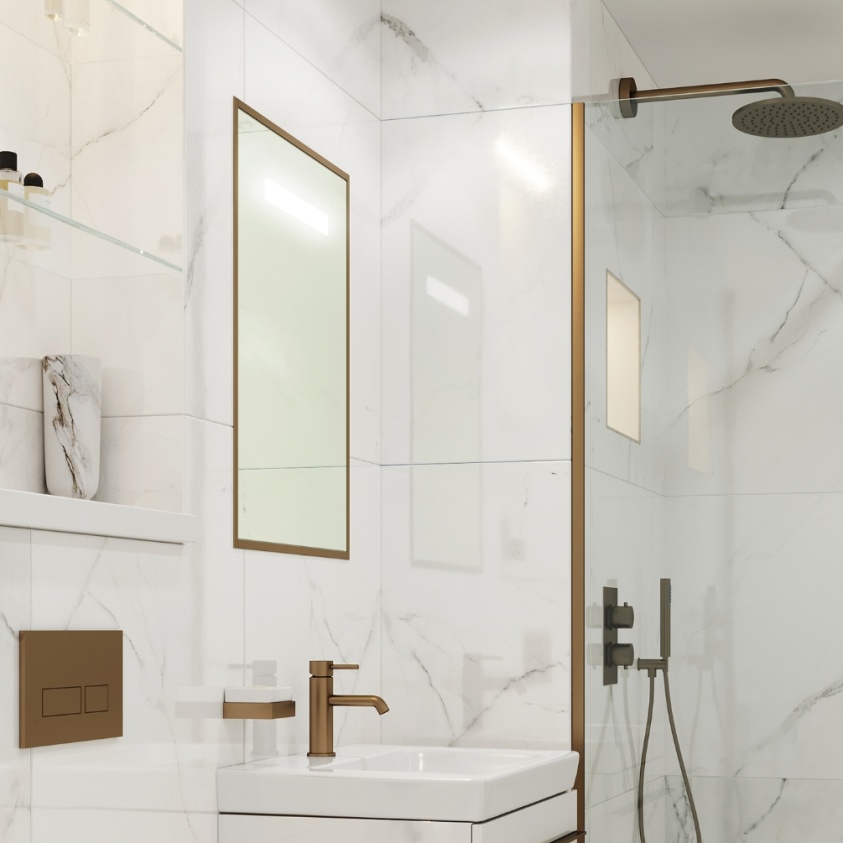 Abacus Aluminium Trio Bronze Recessed LED Mirror Cabinet