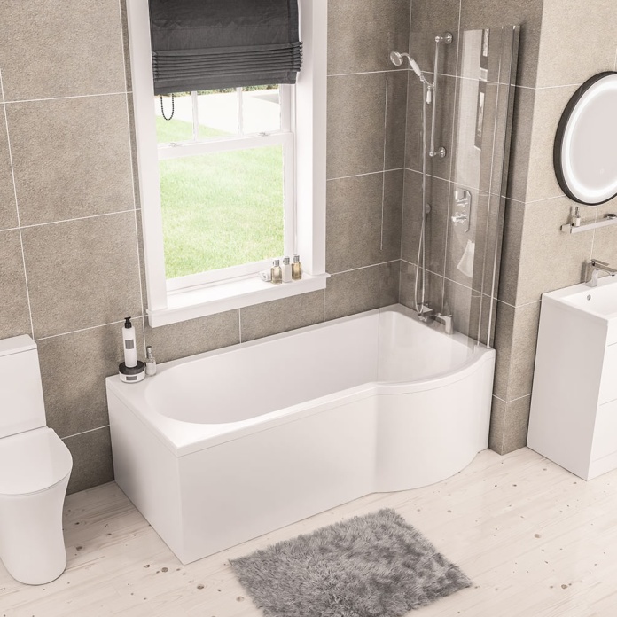 Eastbrook Beaufort Portland 1500 x 850mm P Shape Shower Bath ...