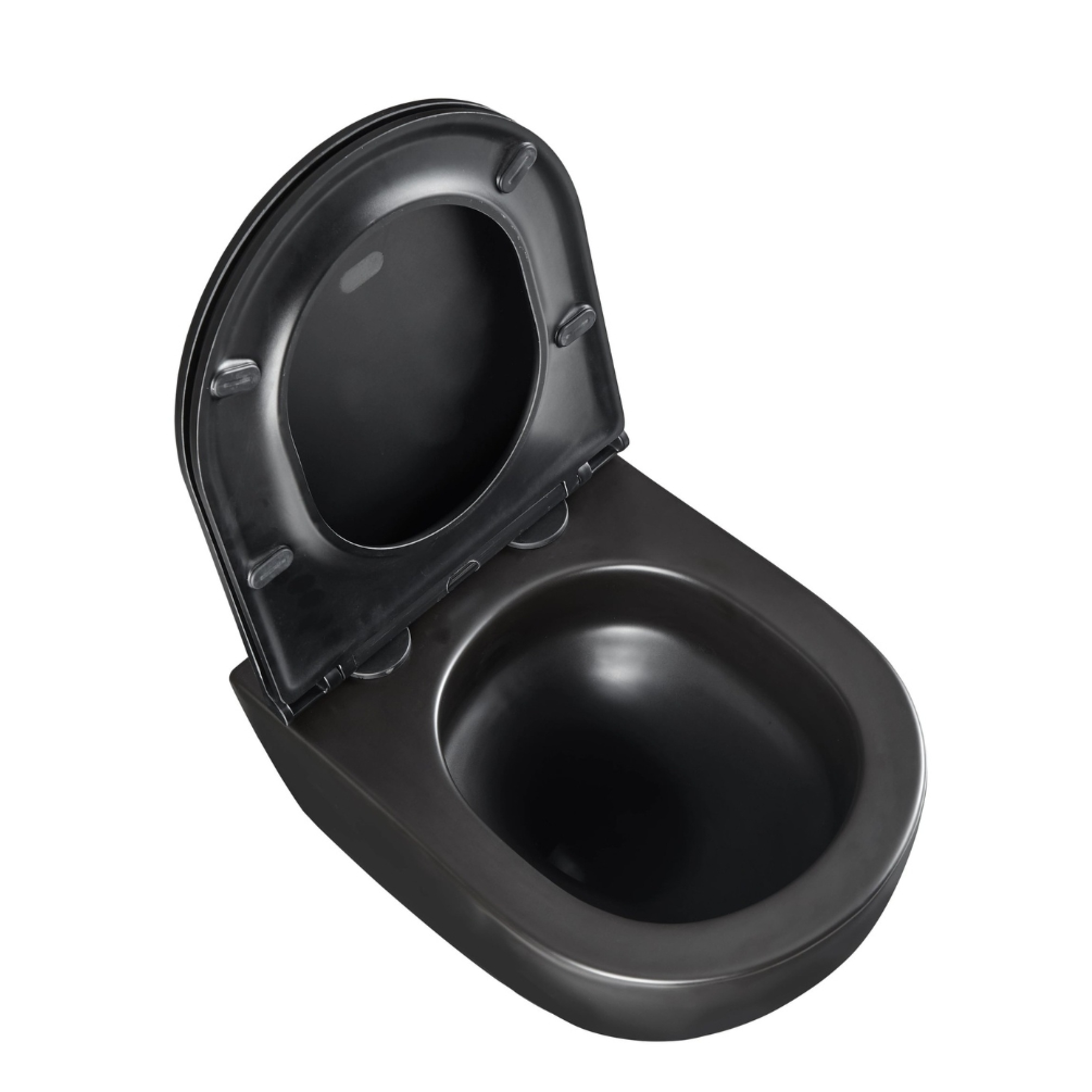 JTP Wortex Matt Black Wall Hung Rimless Toilet & Seat