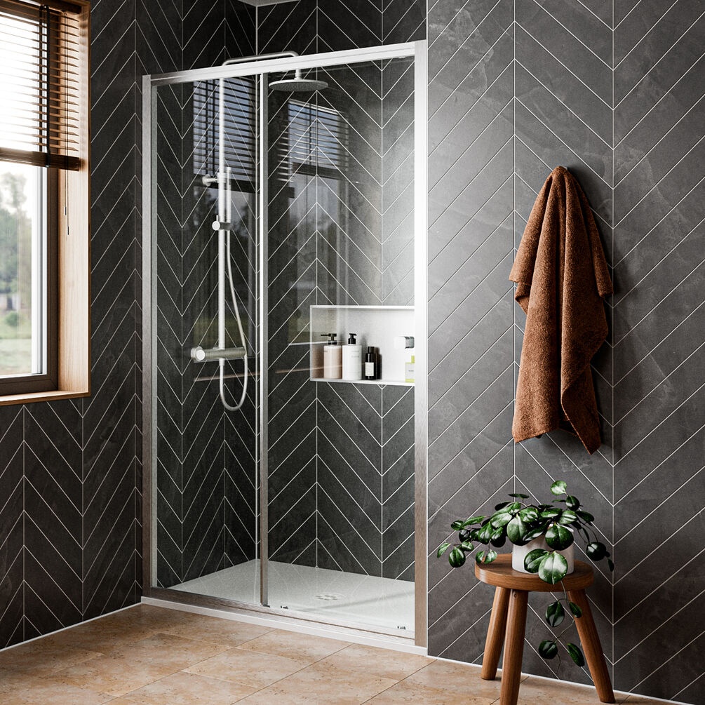 Crosswater Clear 6 Nickel 1200 Sliding Shower Door | Sanctuary