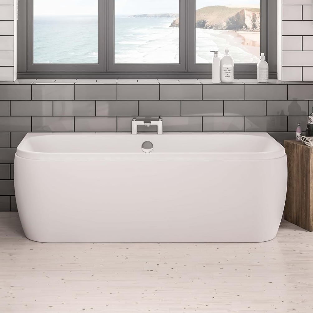 Eastbrook Beaufort Malin 1700 x 800mm D Shape Back To Wall Bath ...