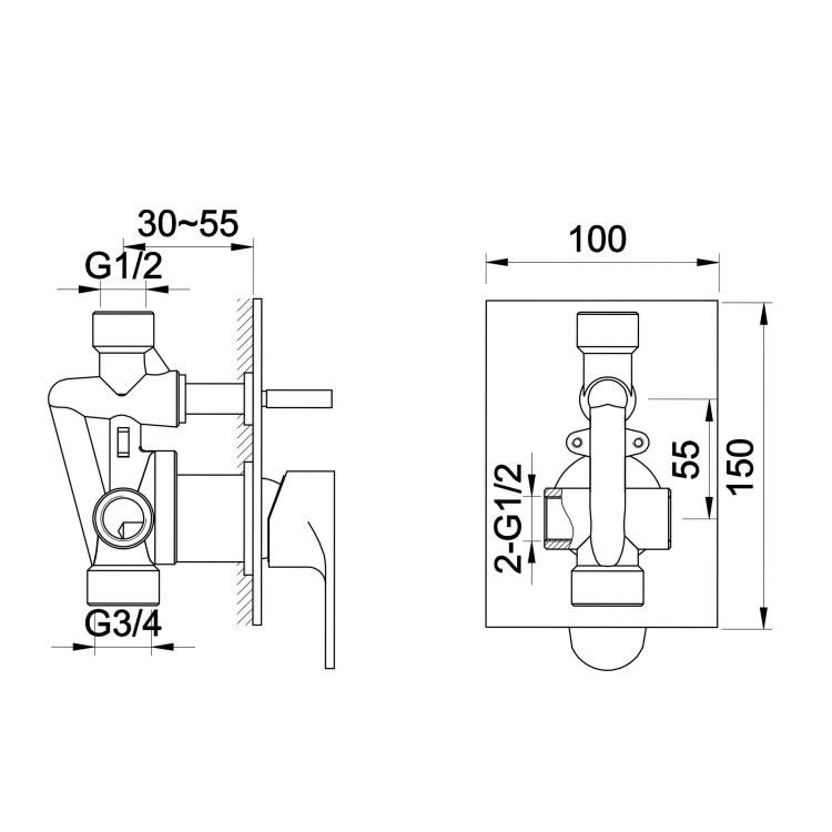 JTP Base Single Outlet Manual Shower Valve & Diverter | Sanctuary Bathrooms