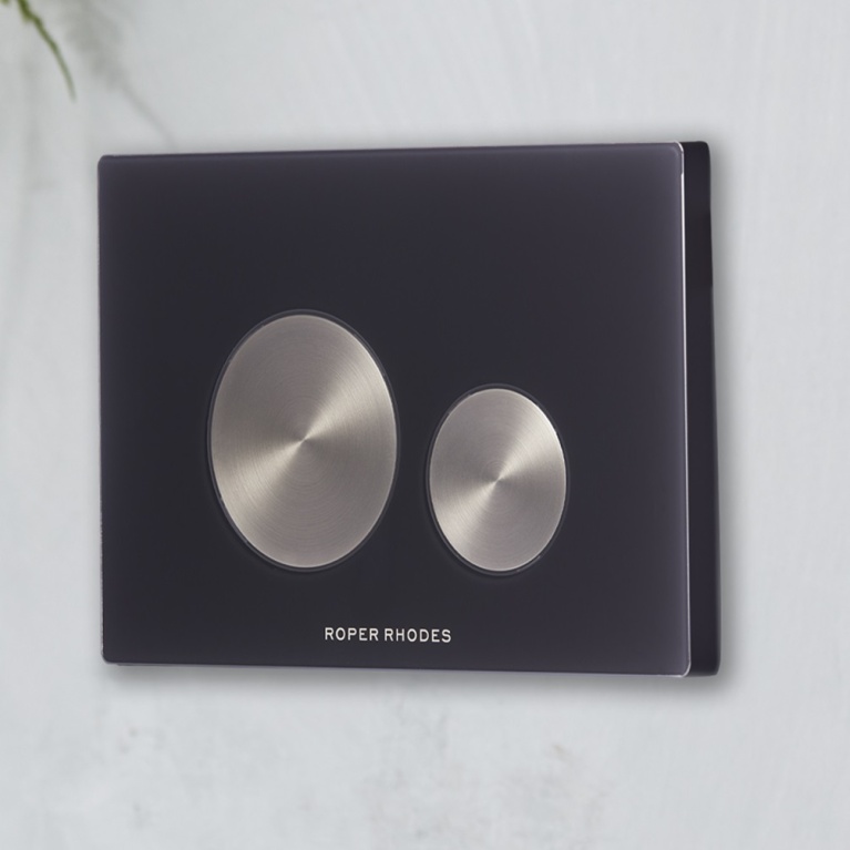 Roper Rhodes Black & Brass Glass Dual Flush Plate | Sanctuary
