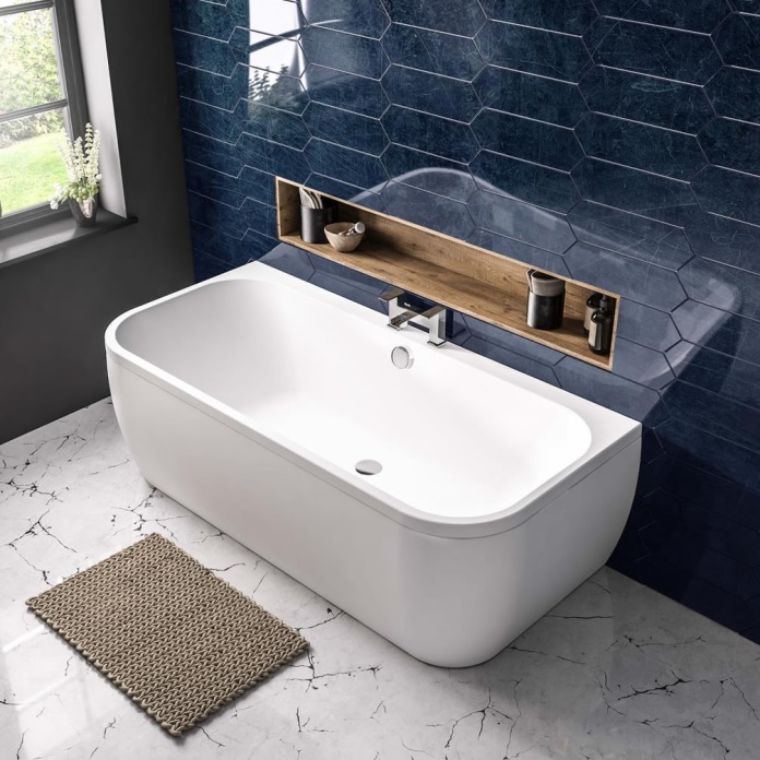 Eastbrook Beaufort Malin 1600 x 800mm D Shape Back To Wall Bath ...