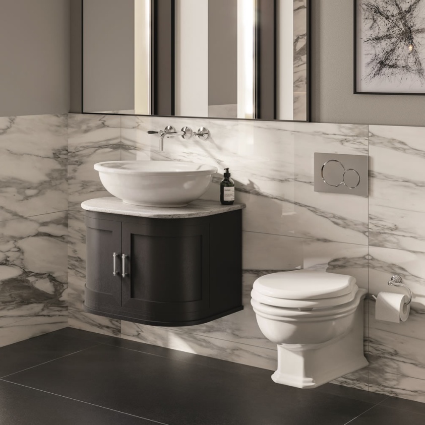 Imperial Regent Bay Matt Black Wall Hung Vanity Unit With Two Doors ...