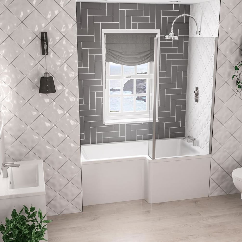Eastbrook Beaufort Portland 1600 x 850mm L Shape Shower Bath ...
