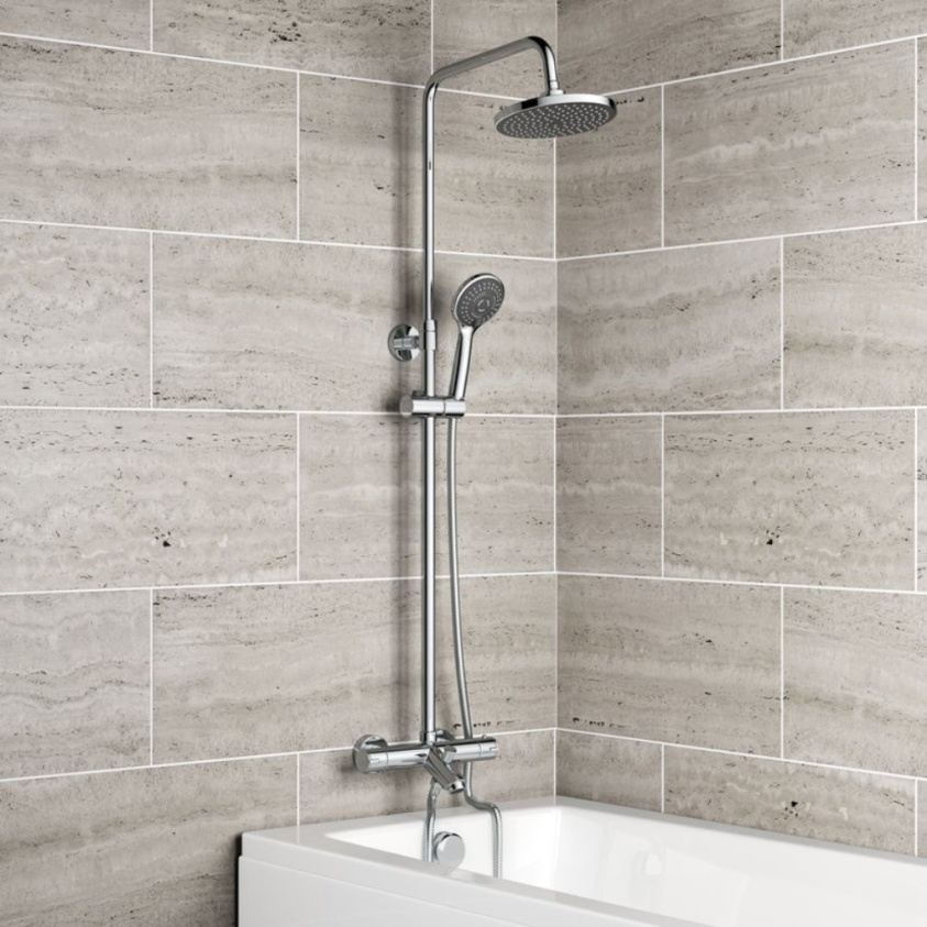Abacus Iso Chrome Thermostatic Exposed Bath Shower Mixer | Sanctuary