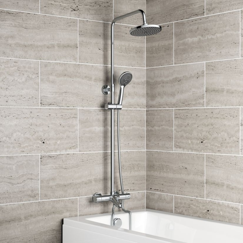 Abacus Iso Chrome Thermostatic Exposed Bath Shower Mixer | Sanctuary