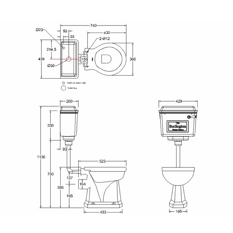 Burlington Chrome Aluminium Low Level Toilet | Sanctuary Bathrooms
