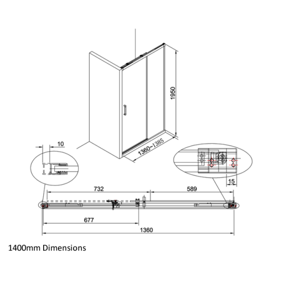 Crosswater Design 8 Black Sliding Shower Door | Sanctuary